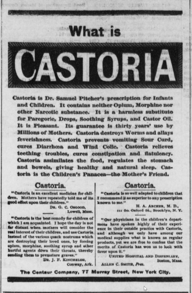 The Bottles of Pitcher's and Fletcher's Castoria - Popular Medicine for ...