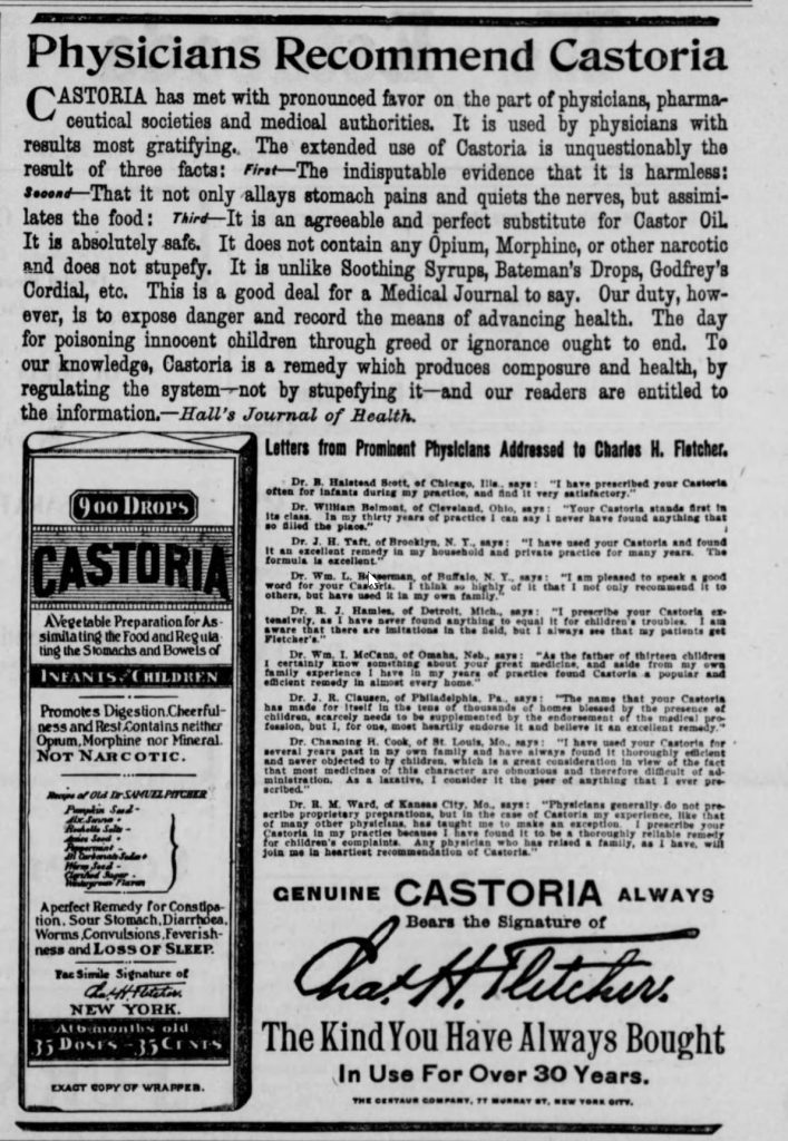 The Bottles of Pitcher's and Fletcher's Castoria - Popular Medicine for ...